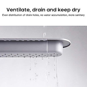 UUPOI Telescopic Sink Storage Rack, Expandable Dish Caddy Drying Rack, Drain Basket Tray Caddy Shelf Scrubber, Retractable Rack for Kitchen and Bathroom, Black