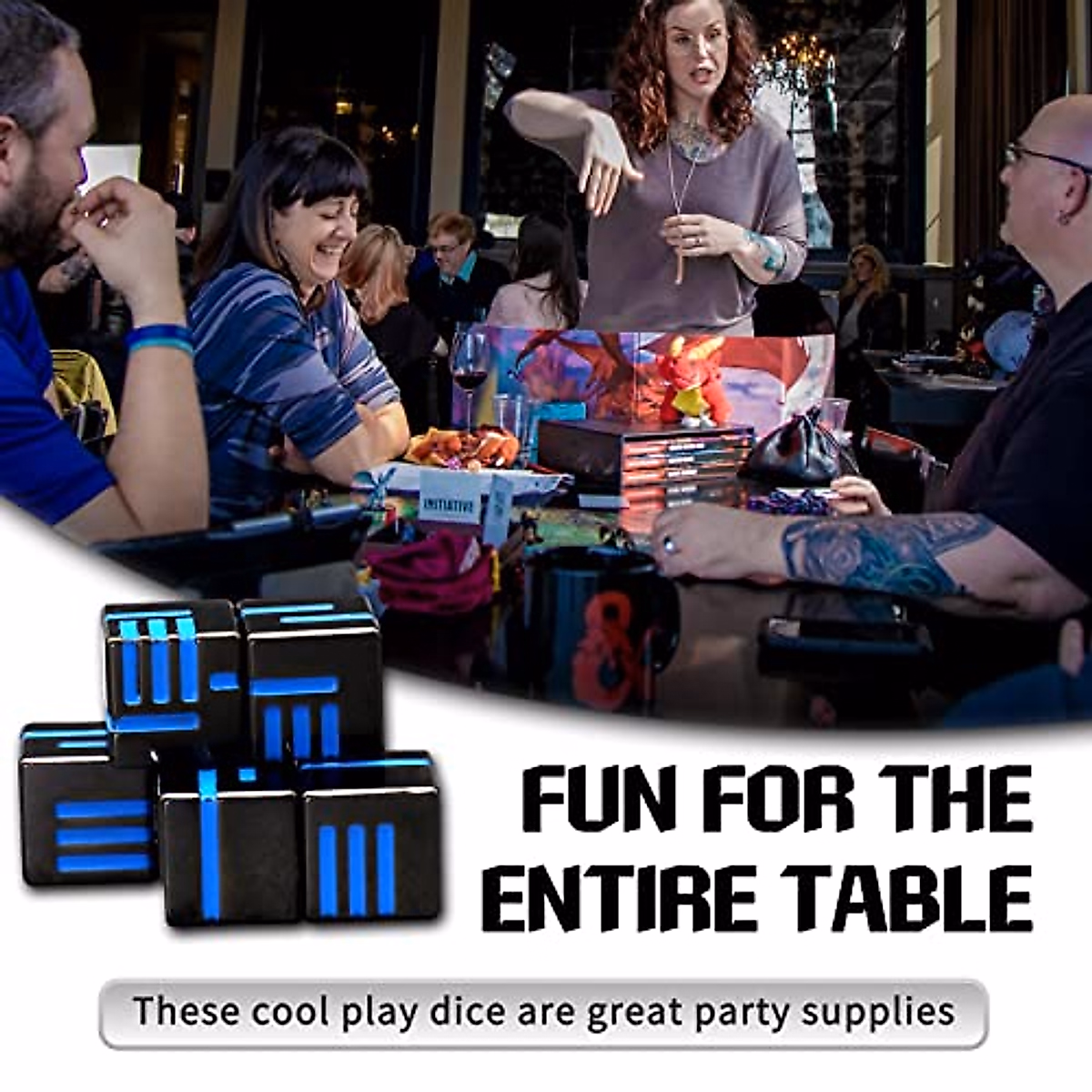 D6 Metal Dice Set, HNCCESG 6 Sided Dice 6 Pieces Solid Metal Game Dice for DND Dungeons and Dragons Role Playing Game RPG Pathfinder Shadowrun Warhammer D&D Accessories Gift (Blue)