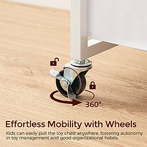 MAHANCRIS Toy Storage Organizer for Kids, Toddler Toy Storage with Wheeled, Toy Storage Shelf with 3 Storage Bin, for Living Room, Nursery, Playroom, Bedroom, White SCBW16801