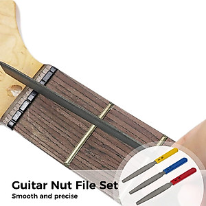Anjetan Guitar Nut File Set, Carbon Steel Guitar Fret File, Guitar Repairing and Instrument Modifying Tools for Guitars, Ukulele, Bass, Banjo, Mandolin String Instrument