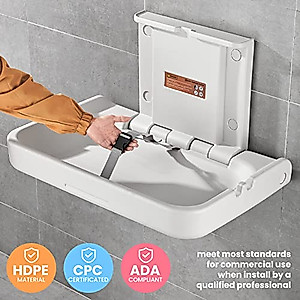 Realunisence Baby Changing Staion Wall Mounted Commercial Diaper Changing Table Restaurant Corner Changing Nursery Wall Daycare Changer Station Horizontal Bathroom