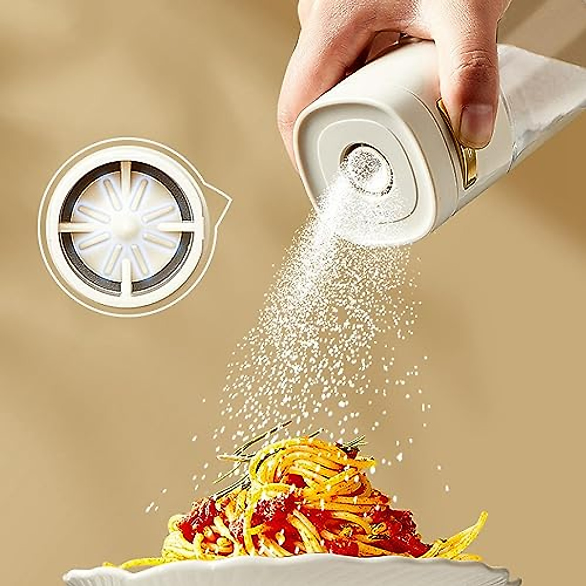 Gazechimp Press Type Measuring Salts Pepper Shakers, Quantitative Each Press, Spice Containers, Seasoning Jars for Kitchen, Sugar Shaker, Seasoning Shaker, White