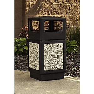 Safco Products Canmeleon Outdoor/Indoor Aggregate Panel Trash Can 9472NC, Black, Natural Stone Panels, Outdoor/Indoor Use, 38-Gallon Capacity
