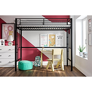 DHP Brian Twin Metal Loft Bed, Black