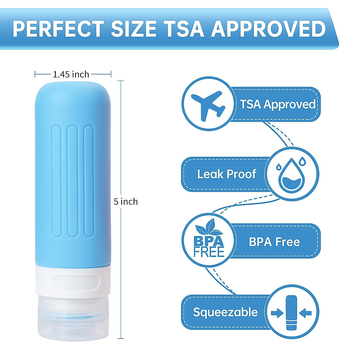 Meartchy 4 Pack Travel Bottles for Toiletries, 3oz Leak Proof Silicone Travel Size Toiletries Bottles, BPA Free Squeezable Travel Size Containers, TSA Approved Travel Essentials (Multicolor)