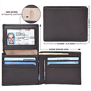 Mens Leather Wallet Rfid Blocking Slim Bifold Front Pocket Flip ID Window With 12 Slots | Real Chrome Free Leather | Multiple Card Holder | Compact Premium Best Handmade Gift (Chocolate Brown)