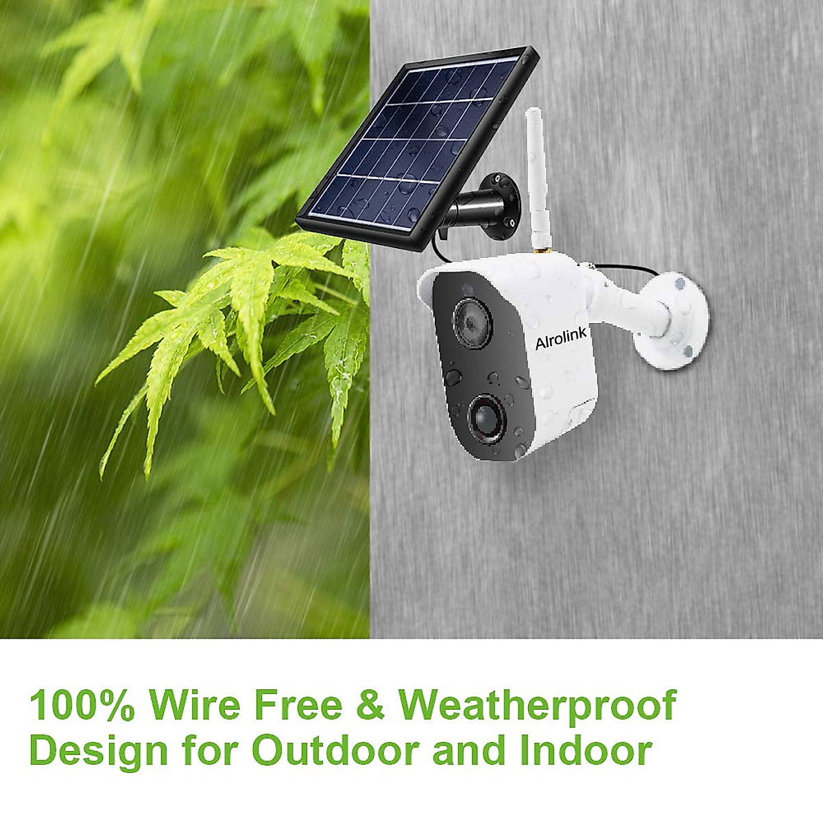 Alrolink 4CH Wireless Solar Security Camera System 1080p, Night Vision, 2-Way Audio, PIR Motion Sensor, Indoor/Outdoor Surveillance with 4 Battery Cameras and Solar Panels, APP Remote Access