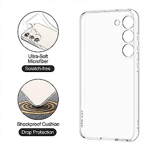 Meliya for Samsung Galaxy S23 Case Clear 6.1'' 2023, Slim & Tough, Shockproof & Drop Proof, Waterproof & Dustproof, Anti-Yellowing Full Body Protective Cover Case for Galaxy S23, Clear+Clear