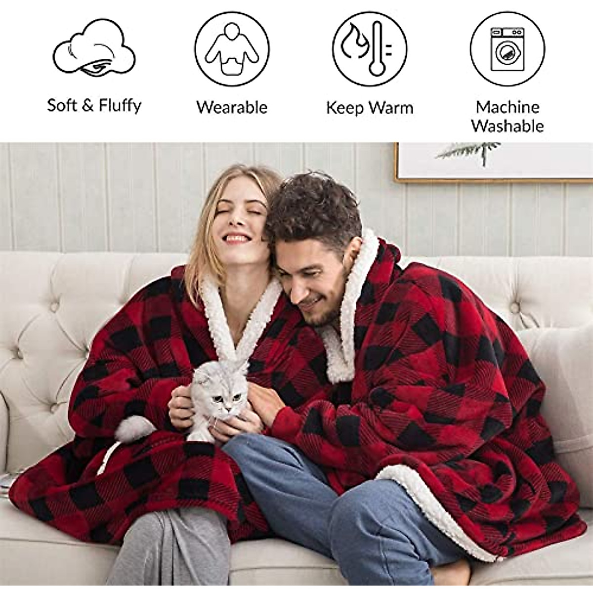 Vinggood Wearable Blanket ，Blanket Sweatshirt, Flannel Blanket Hoodie,Shark Tank for Only One Size Fits All Poeple ( Color : Blue , Size : Adult )