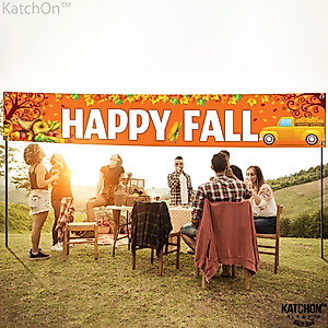 KatchOn, Scary Halloween Pumpkin Balloons - 25 Inch, Pack of 10 | Happy Fall Banner for Fall Decorations - Large, 120x20 Inch | Pumpkin Foil Balloons for Halloween Decorations | Fall Festival Banner