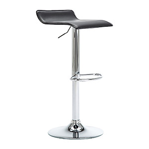 NOBPEINT Contemporary Chrome Air Lift Adjustable Swivel Bar Stool, Set of 2, Black