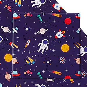 Birthday Wrapping Paper For Kids Girls Boys Women Men, Outer Space Design Wrapping Paper, Space Wrapping Paper 6 Sheets Folded Flat 20x28 inches per sheet