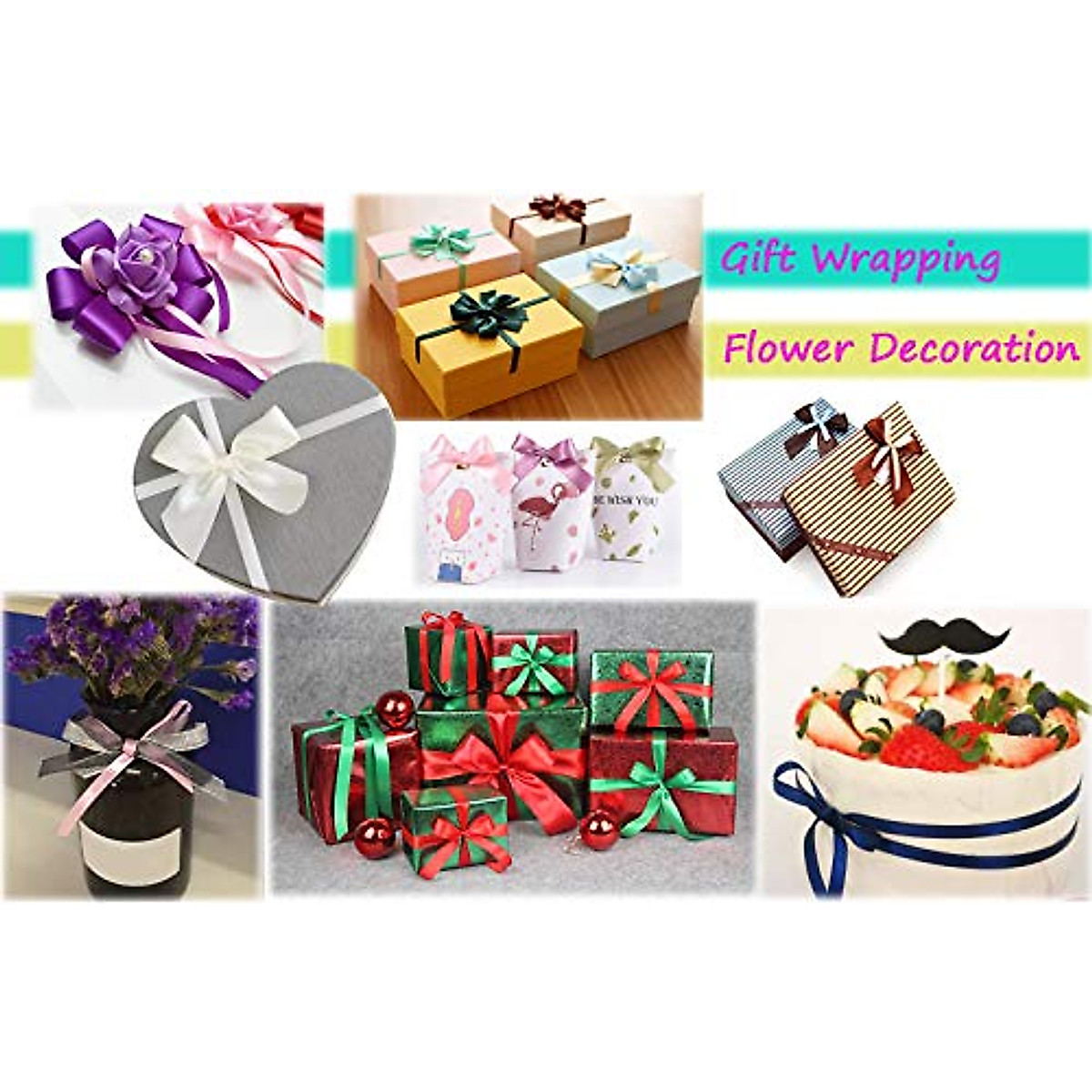 ATRBB 25 Yards 2 inches Satin Ribbon for Wedding,Handmade Bows and Gift Wrapping (Dark Gold)