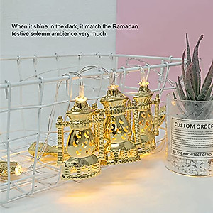 Jopwkuin Decorative Light, 10LED Battery Powered LED Light Decor Iron+ABS Materials Mubarak Eid String Light for Garden for Patio Decor for Home