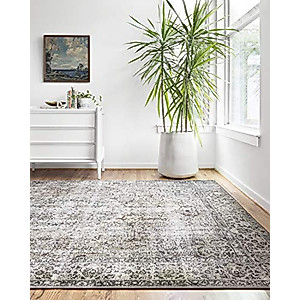 Loloi LAYLA Collection, LAY-06, Taupe/Stone, 9'-0" x 12'-0", 13" Thick, Area Rug, Soft, Durable, Vintage Inspired, Distressed, Low Pile, Non-Shedding, Easy Clean, Printed, Living Room Rug