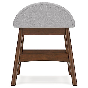 Signature Design by Ashley Lyncott Casual Upholstered Armless Home Office Desk Chair with Backless Design, Light Gray & Light Brown