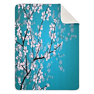 Plum Cherry Blossom Cotton Baby Blanket 30" x 40" Warm Soft Breathable Muslin Swaddle Blankets for Toddler Boys Girls Nursery Receiving Wraps