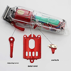 Anrom Hair Clipper Accessories DIY 3PCS, Dial Button, Switch, Motor Cover Replacement Parts for Wahl 5-Star Series Magic Clip Clipper # 8148, 8591 (Red)