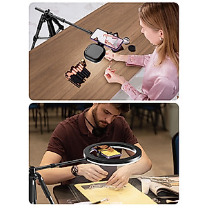 Elitehood Newest Ultra-Stable Overhead Tripod for iPhone – Heavy Duty Aluminum Tripod & 25in Horizontal Long Phone Arm, Tall Phone Stand Mount for Recording, 360°Adjustable iPhone Tripod Stand