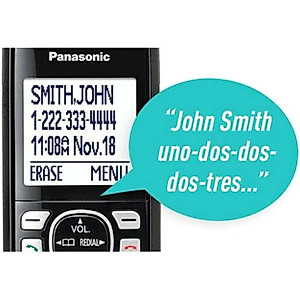 Panasonic Link2Cell Bluetooth Cordless Phone System with Voice Assistant, Call Blocking and Answering Machine. DECT 6.0 Expandable Cordless System - 3 Handsets - KX-TGF573S (Black/Silver Trim)