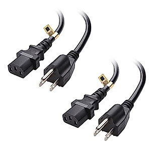 Cable Matters 2-Pack UL Listed 13 Amps 3 Prong Power Cord 3 ft, 16 AWG C13 Power Supply Cable / IEC Power Cable, TV Power Cord, Computer Power Cord (NEMA 5-15P to IEC C13)