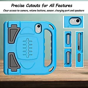 LTROP Newest iPad Mini 6 Case 2021,iPad Mini 6th Generation Case 8.3-Inch,iPad Mini 6th Gen Case for Kids,Built in Screen Protector, Shockproof Handle Stand Case for iPad Mini 6 2021 8.3”, Blue