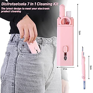 7-in-1 Electronic Cleaner Kit - Portable Cleaning for Airpods Laptop, Keyboard, with Cleaning Pen Brush Spray for Phone iPad Computer Screen/Keyboard/Headphones/Bluetooth Earphones (Pink)