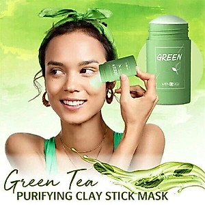 Nenrte 2pcs Green Tea Deep Cleanse Mask Stick, Green Tea Blackhead Remover Stick, Removes Blackheads Green Mask Stick for All Skin Types