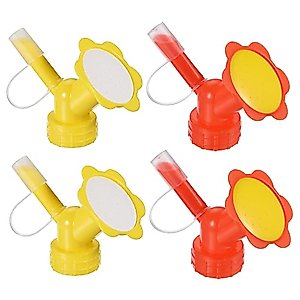M METERXITY 4 Pack Bottle Watering Sprinkler - Plant Potted Watering Portable Spout Nozzles Heads Converter, Apply to Indoor/Outdoor (90x65mm, Yellow Orange)