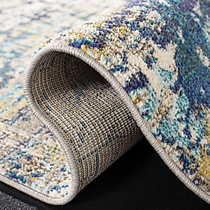 SAFAVIEH Madison Collection Area Rug - 8' x 10', Cream & Blue, Modern Abstract Design, Non-Shedding & Easy Care, Ideal for High Traffic Areas in Living Room, Bedroom (MAD469B)