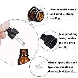 ericotry 3Pcs 100ML /3.4oz Empty Refillable Amber Glass Graduated Dropper Bottle Essential Oil Cosmetics Elite Fluid Container Jar Pot Holder with Glass Pipette Dropper