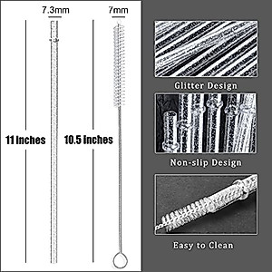 ALINK 12 Reusable Black Straws + 12 Clear Glitter Straws