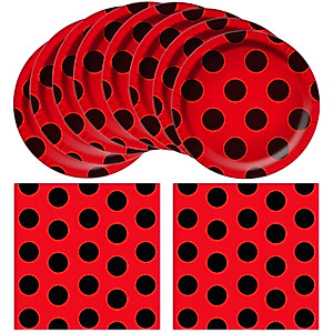 Menipros Ladybug Birthday Party Supplies,Ladybug Party Tableware Sets Includes 20 Ladybug Plates and 20 Ladybug Napkins