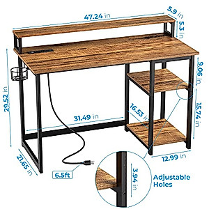 GreenForest 79 in L Shaped Desk with Drawers and Printer Stand and 47 in Computer Desk with USB Charging Port and Power Outlet