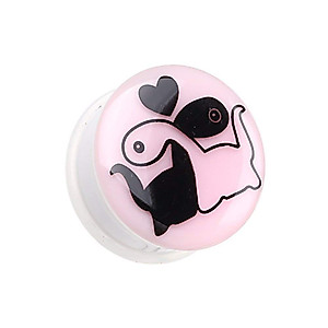 Glow in The Dark Dino Love Single Flared Ear Gauge Plug (1" (25mm))