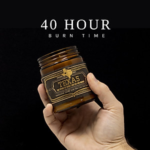 Jackson Vaughn Scented Texas Candle, Texas Holiday - Scents of Toasted Pecan, Vintage Leather, Eggnog, Cardamom, Ginger, Cinnamon - 9oz Jar - 40 Hour Burn Time