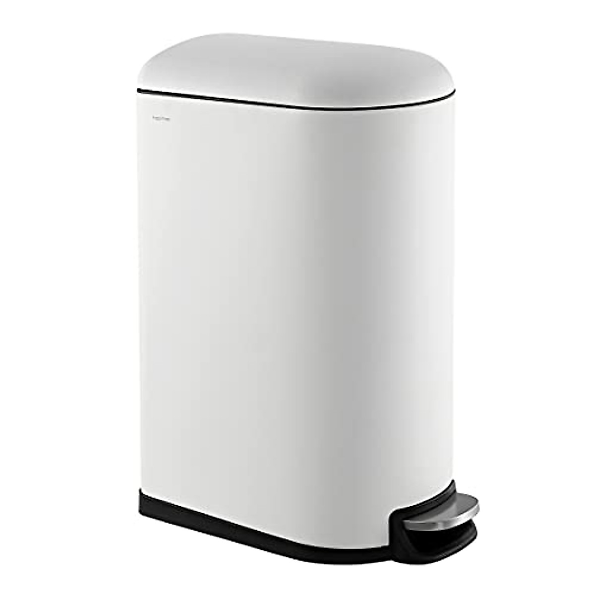 happimess HPM1009C Roland Mini 2.6-Gallon Step-Open Trash Can, Modern, Minimalistic, Fingerprint-Proof, Rustproof, Soft Close, Bedroom, Bathroom, Kitchen, Laundry Room, Office, 2.64 Gallons, White