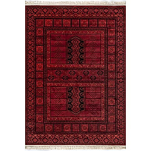 nuLOOM Billie Traditional Paneled Fringe Area Rug, 6' 7" x 9', Red
