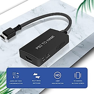 Sheiaier PS2 to HDMI Converter Adapter, PS2 to HDMI Adapter Supports HDMI Video Output for All PS2 Display Modes
