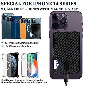 WXM Magnetic Phone Card Holder with Magnetic Wireless Charging Wallet Credit Holder Real Carbon Fiber RFID Blocking Minimalist Mens Gift