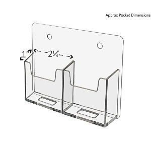 Marketing Holders 2 Pack Vertical Business Card Holder Wall Mount with Hanging Hardware Holds 2" x 3.5" Appointment Cards for Medical Facilities Gift Cards ID Badges Clear Acrylic Display Rack