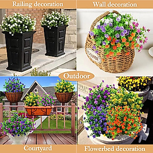 Summer 18 Pack Artificial Flowers Outdoor UV Resistant Greenery Shurbs,Fake Boxwood Stems for Outside Hanging Planter Porch Garden Windowsill Indoor Home Wedding Farmhouse Decor (Pink)