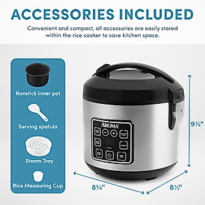 Aroma Housewares ARC-914SBD Digital Cool-Touch Rice Grain Cooker and Food Steamer, Stainless, Silver, 4-Cup (Uncooked) / 8-Cup (Cooked)