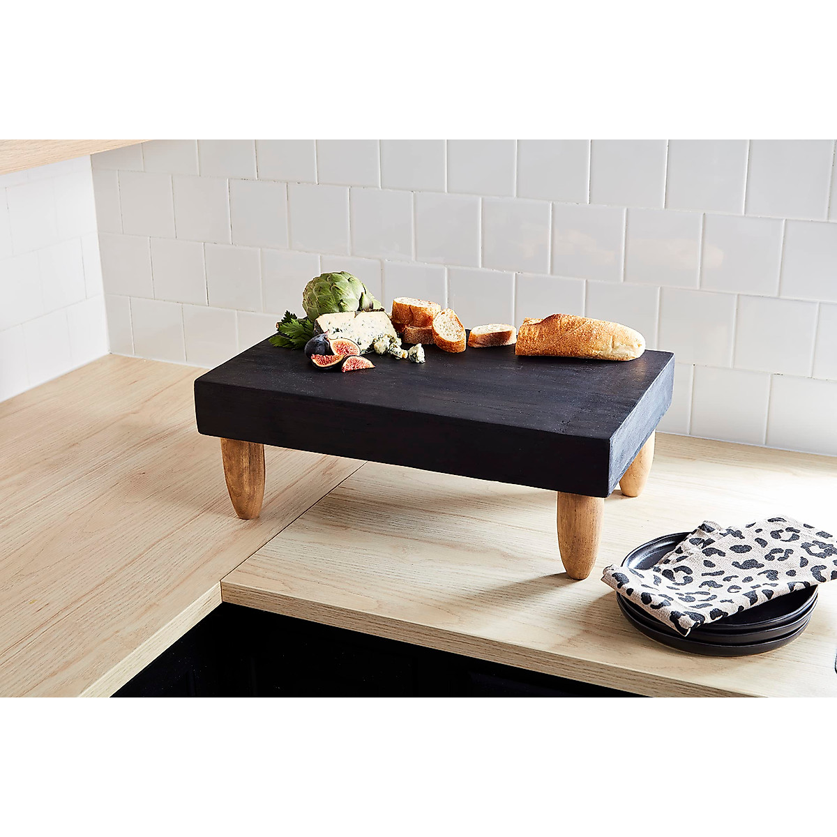 Mud Pie Black Footed Serving Board, 12 1/2" X 20 1/4"