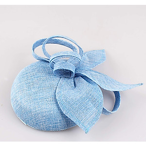 ORIDOOR Sinamay Flower Feathers Pillbox FascinatorHat Derby Headband forWeddingTea PartyChurchHat for Cocktail (D1 Light Blue) …