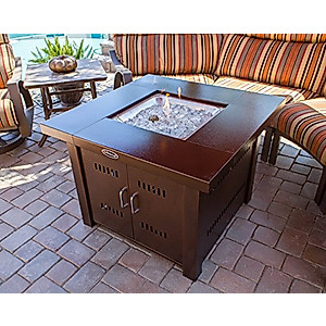 AZ Patio Heaters GS-F-PC Propane Fire Pit, 40,000 BTU, Square, Antique Bronze Finish