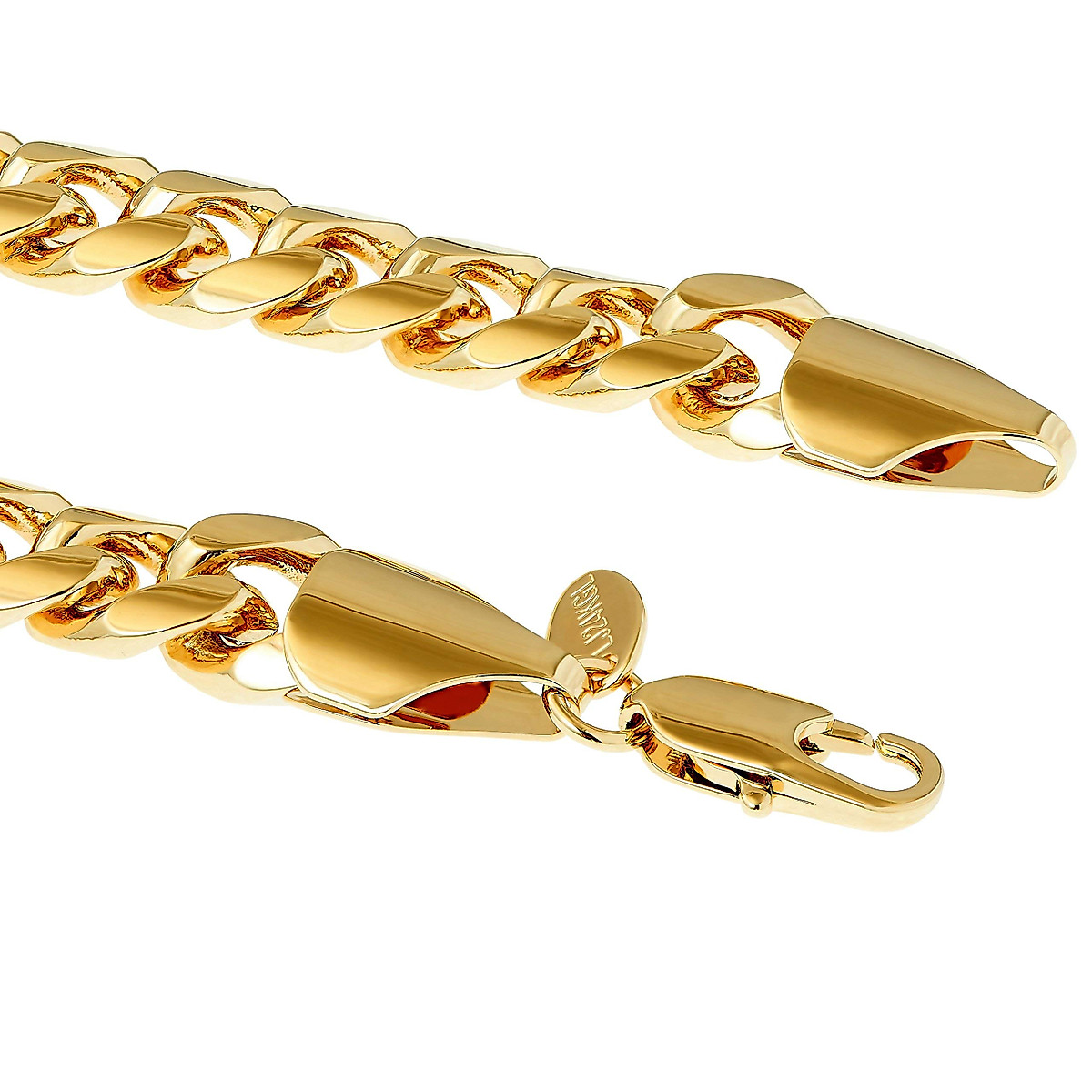 LIFETIME JEWELRY 11mm Miami Curb Cuban Link Chain Bracelet 24k Real Gold Plated (Gold, 9 inches)