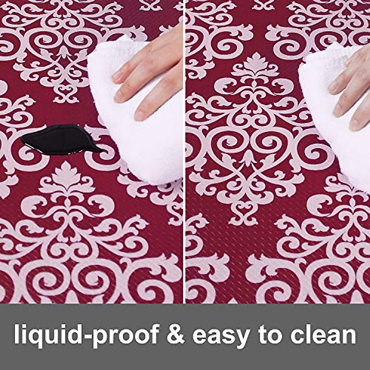 COSY HOMEER 59x18 Inch/30X18 Inch Cushioned Anti-Fatigue Kitchen Rug, 2 Pieces PVC Ergonomic Comfort Standing Foam Mats,Waterproof Non-Slip Kitchen Mats and Rugs for Floor Home Sink,RED