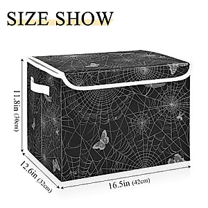 senya Halloween Storage Baskets Collapsible Storage Bins with Lids, Spiderweb Butterfly Dragonfly Storage Boxes Clothes Baskets for Organizing