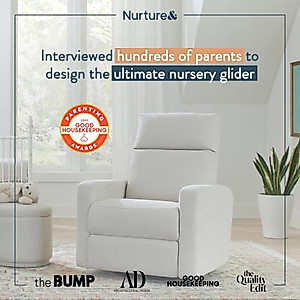 Nurture& The Glider Plus - Premium Nursery Power Recliner | Swivel Chair with Adjustable Head Support and Adjustable Lumbar Support | Built-in USB - The Ultimate Comfort for Nursing, Relaxing (Ivory)
